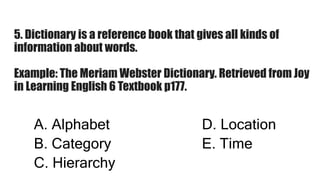 ENGLISH QUIZ #1 3rd quarter for reference | PPTX