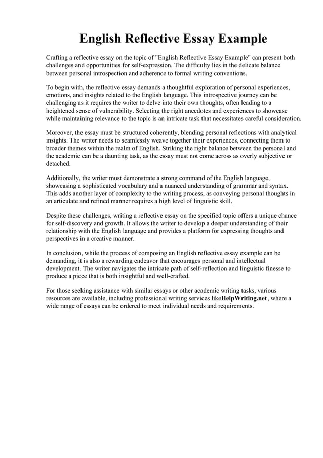 English Reflective Essay Example. Expository essay: Reflective essay ...