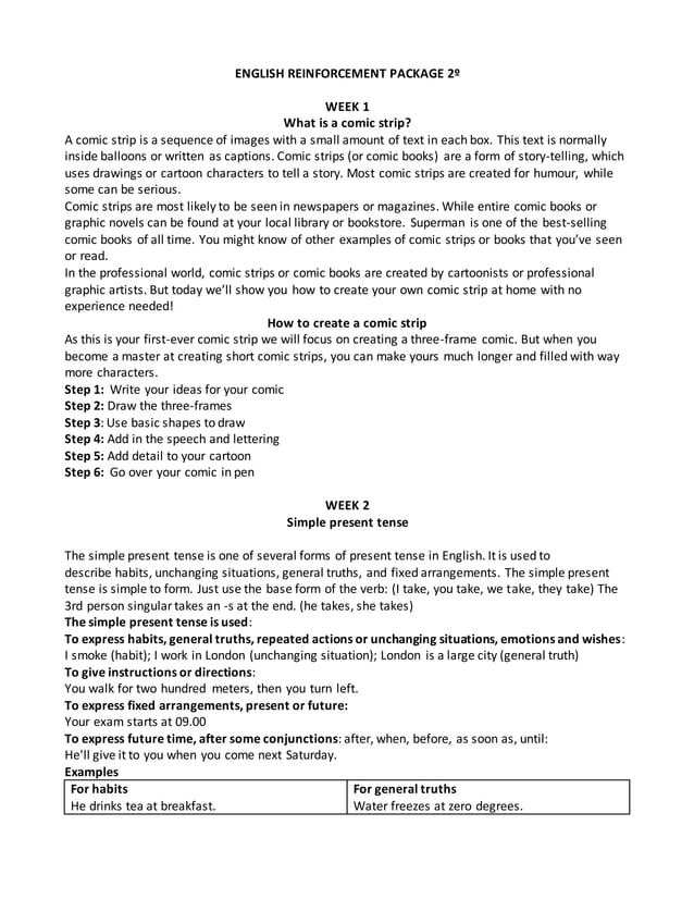 English reinforcement package | PDF