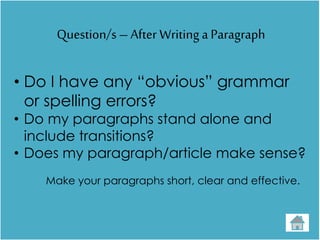 Steps in Writing a Paragraph | PPTX