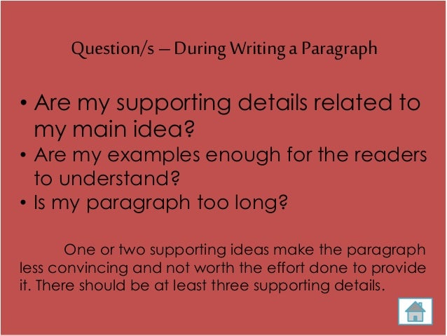 Steps in Writing a Paragraph