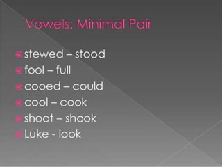 vowels and minimal pairs | PPT