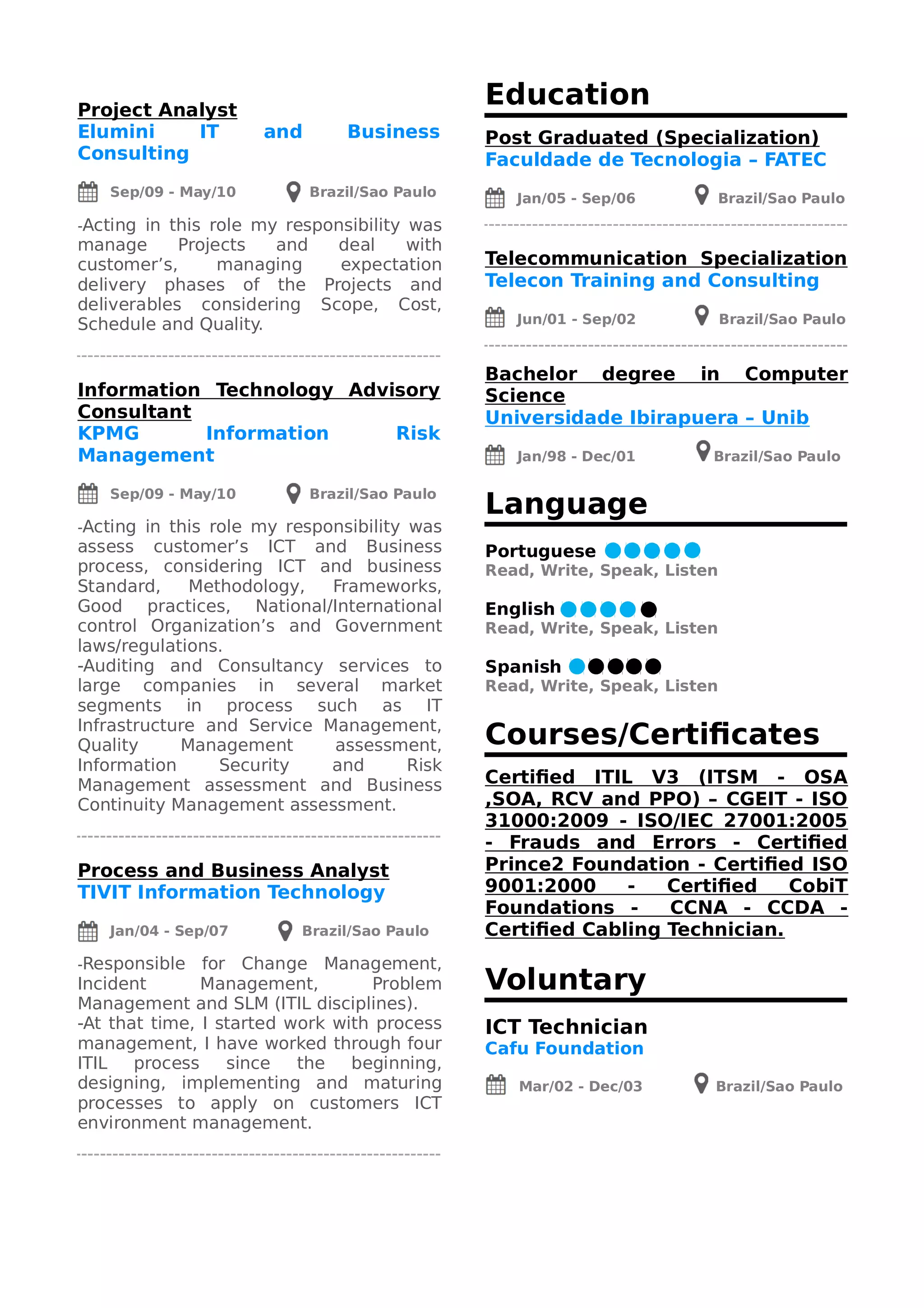 English resume leonardo ribeiro ict professional | PDF