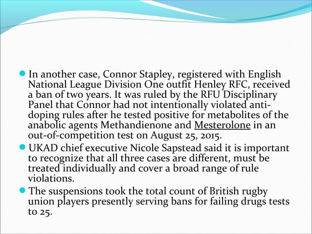 English Rugby League Player Receives Doping Ban | PPT