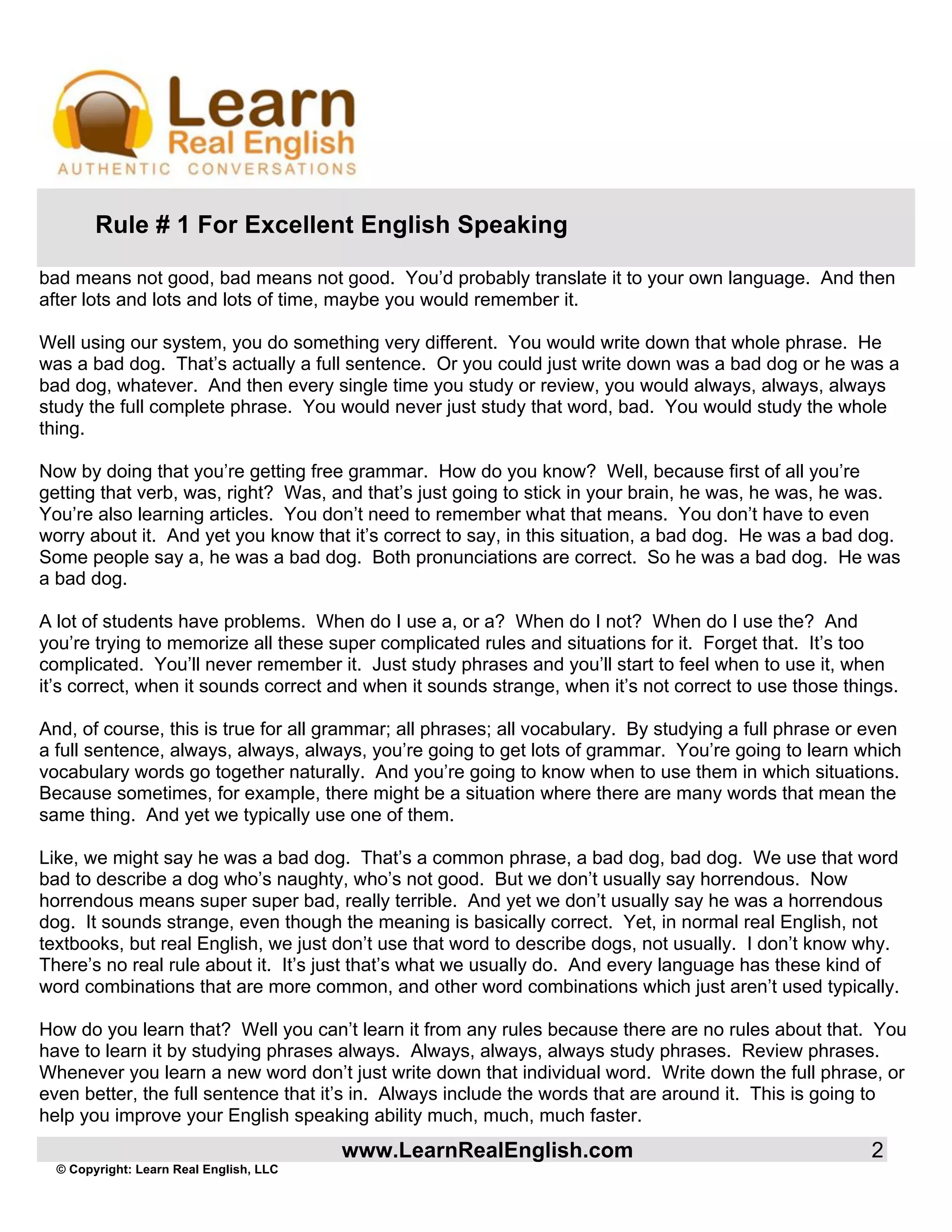 English rule 1 - copy | PDF | Education