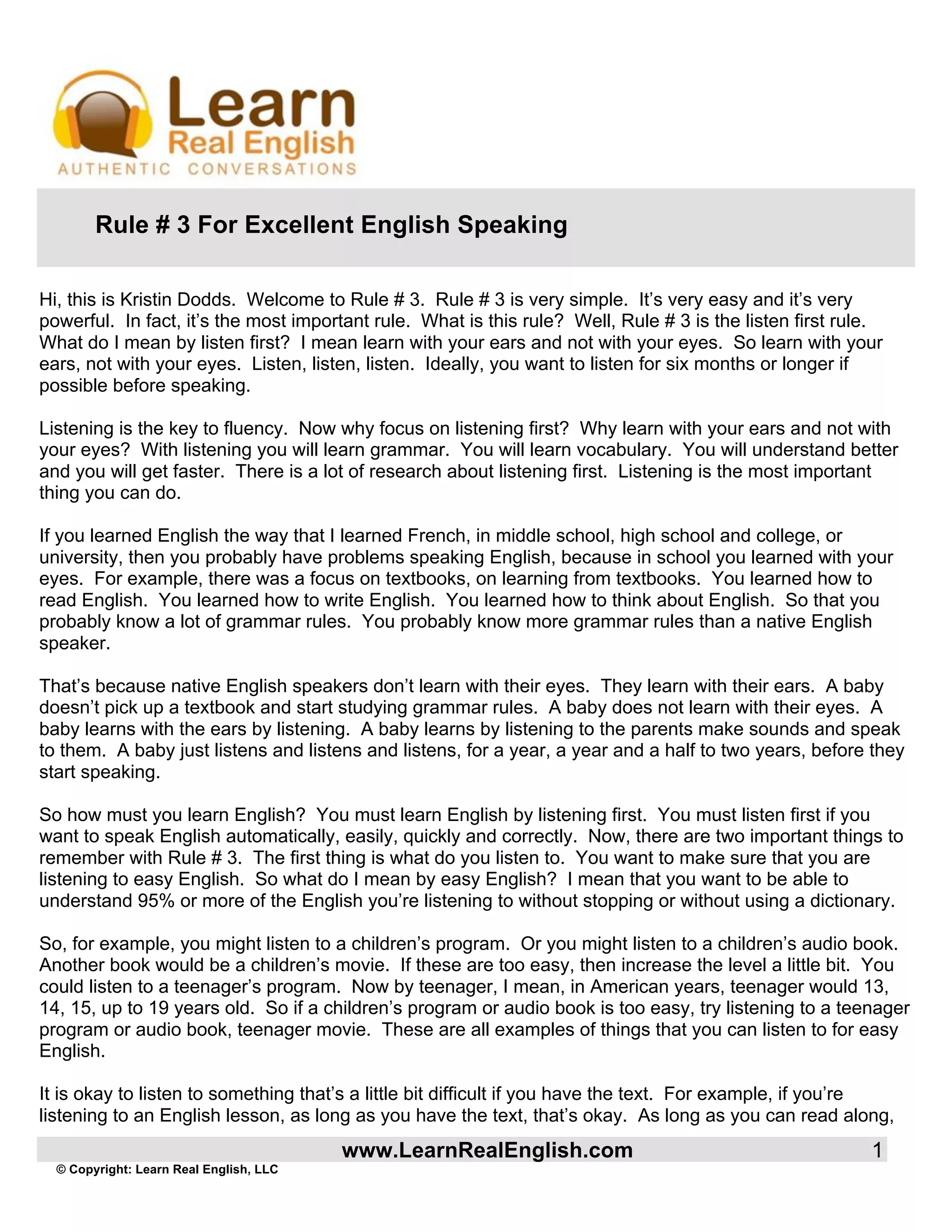 English rule 3 | PDF