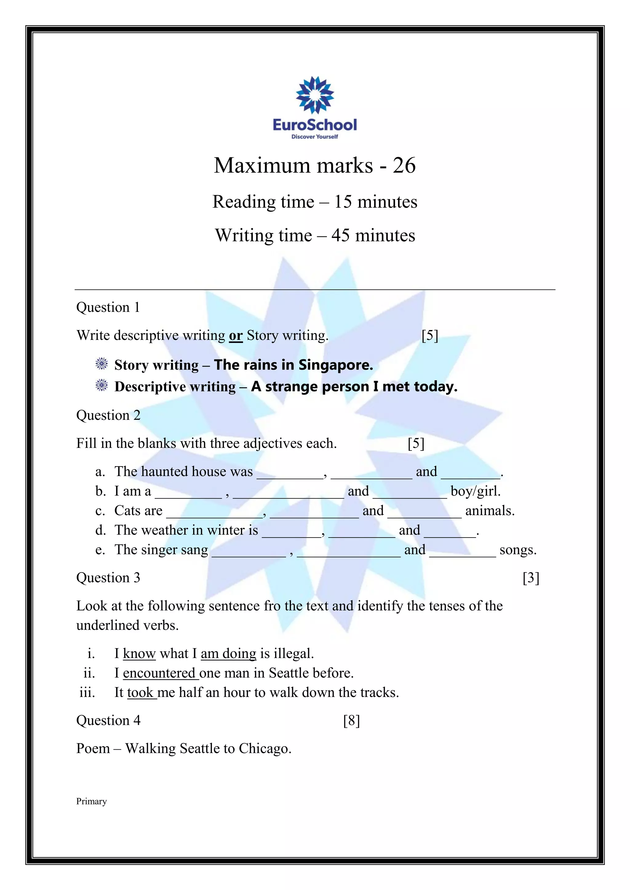 english SA -1 exam PDF.pdf | Educational Assessment | Education