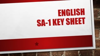 class 9th English SA-1 key sheet PPT in 2025 -26 government | PPTX