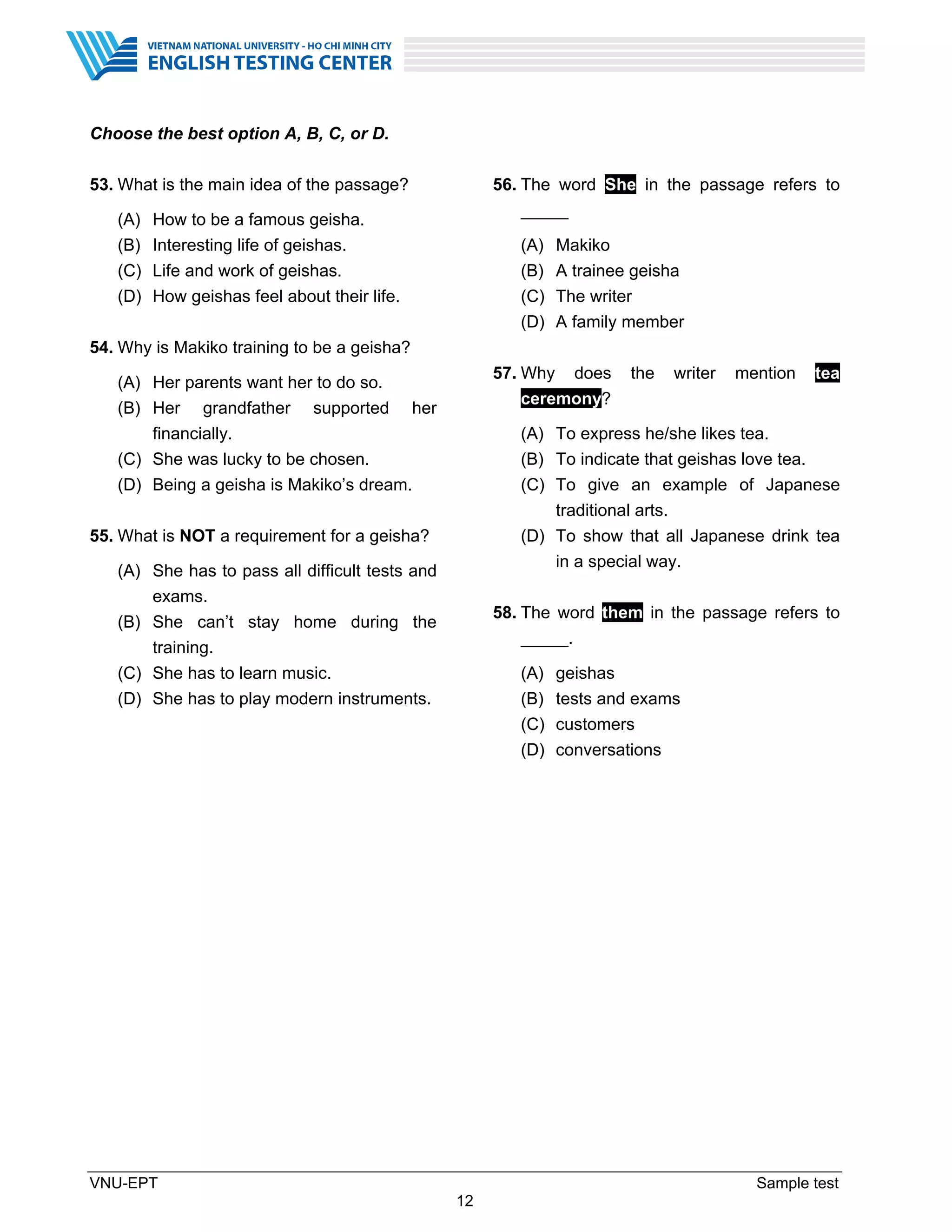 English sample test and key official version | PDF