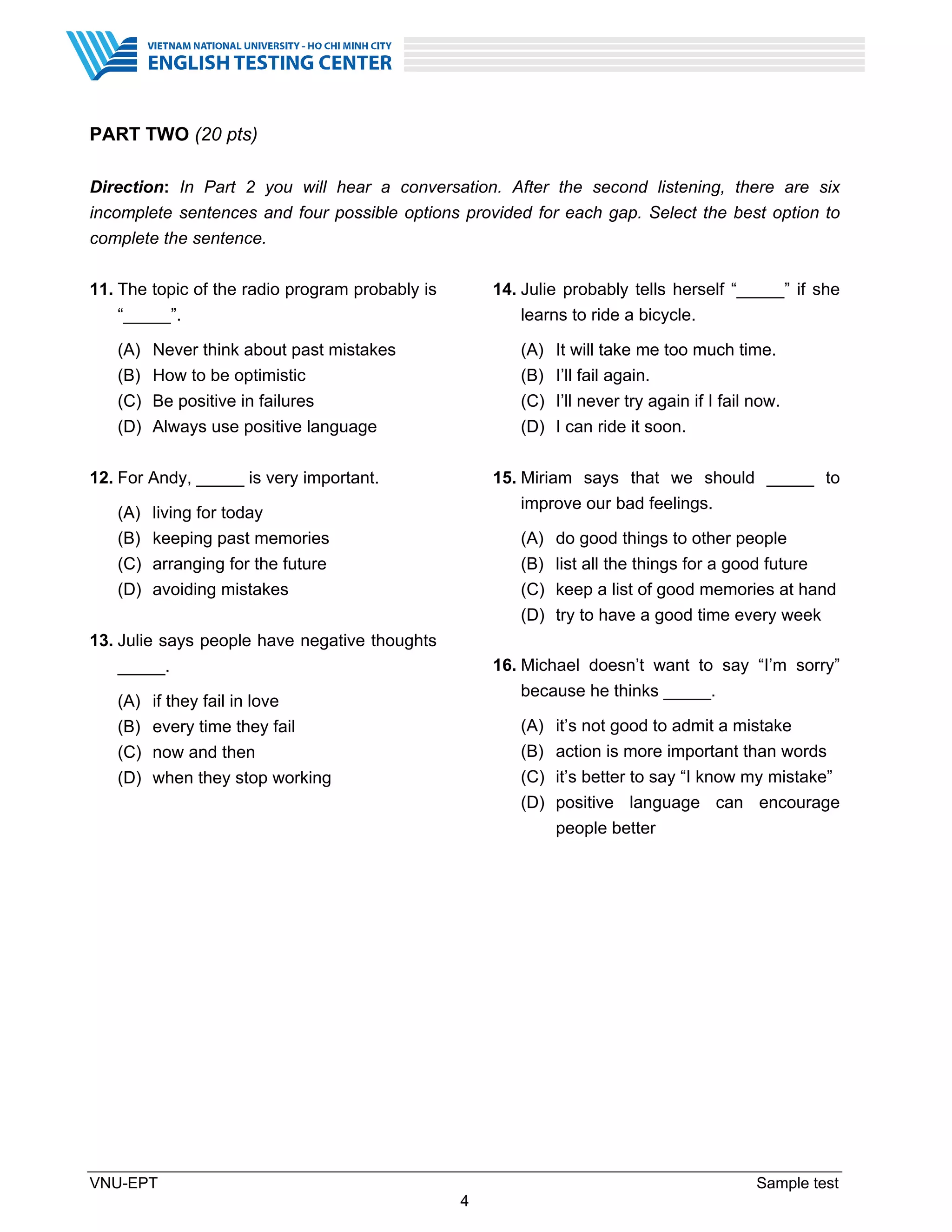 English sample test and key official version | PDF