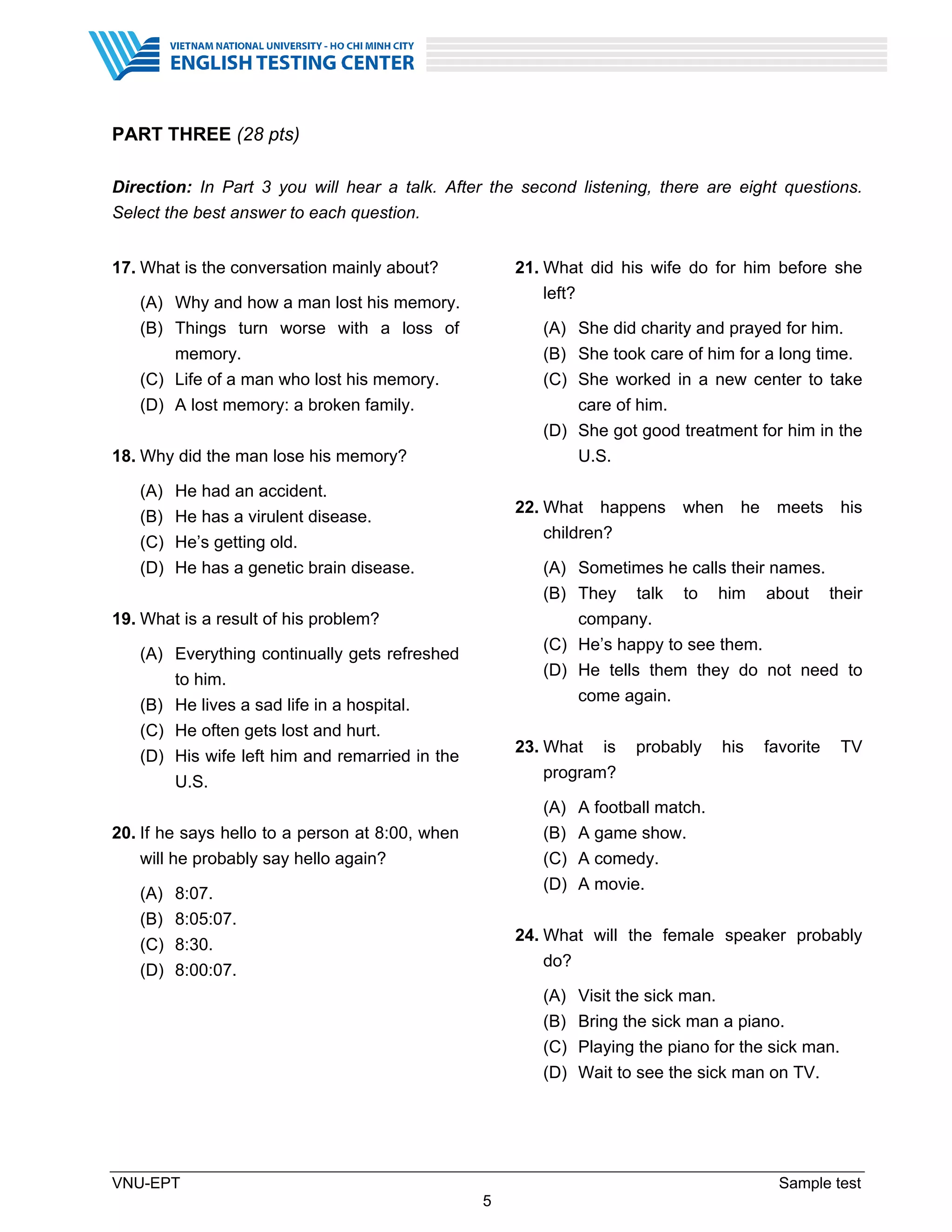 English sample test and key official version | PDF