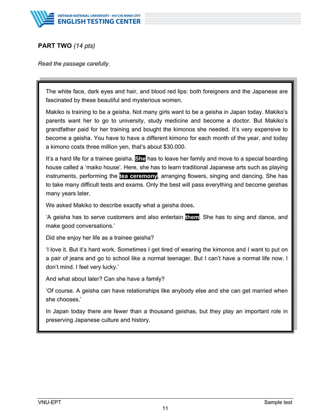 English sample test and key official version | PDF