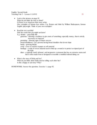 English second grade teaching unit 5 | DOCX