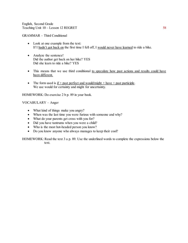 English second grade teaching unit 10 | PDF