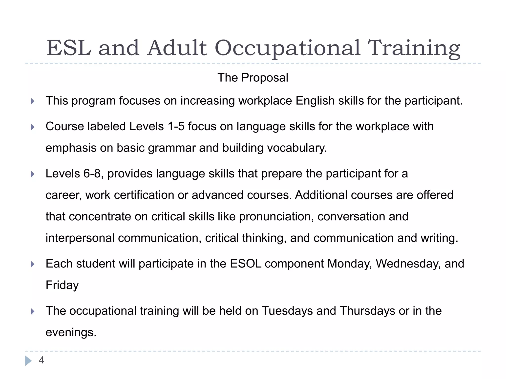 English second language and vocational training | PPTX