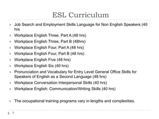English second language and vocational training | PPT