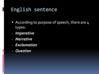 English sentence and sentence writing | PPTX