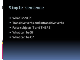 English sentence and sentence writing | PPTX