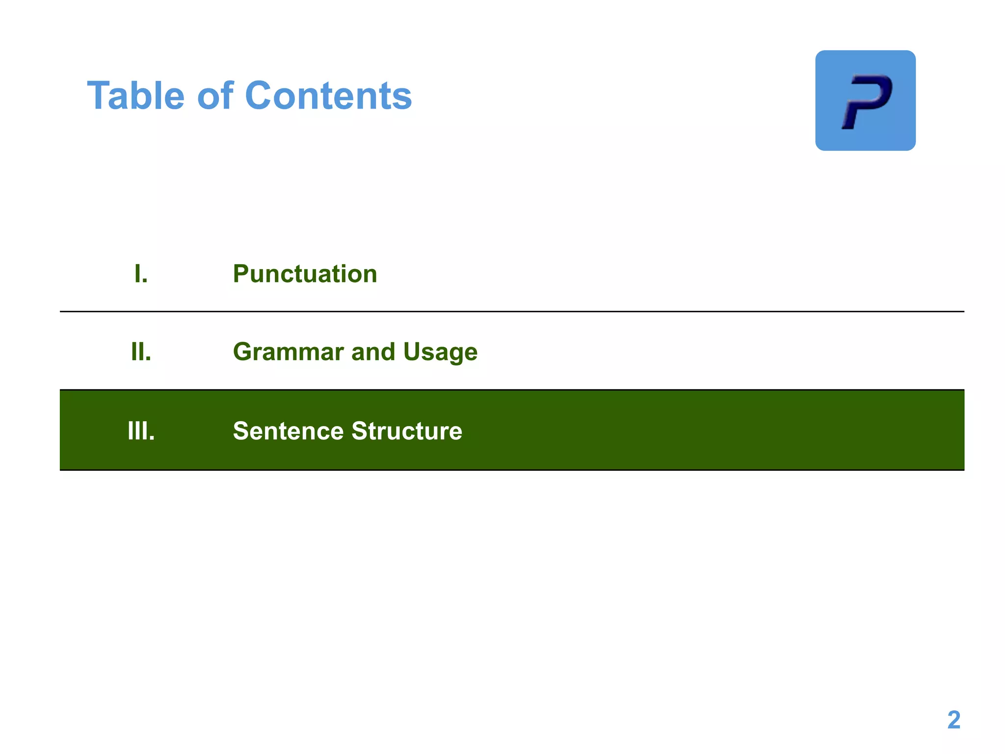 English Sentence Structure | PPT