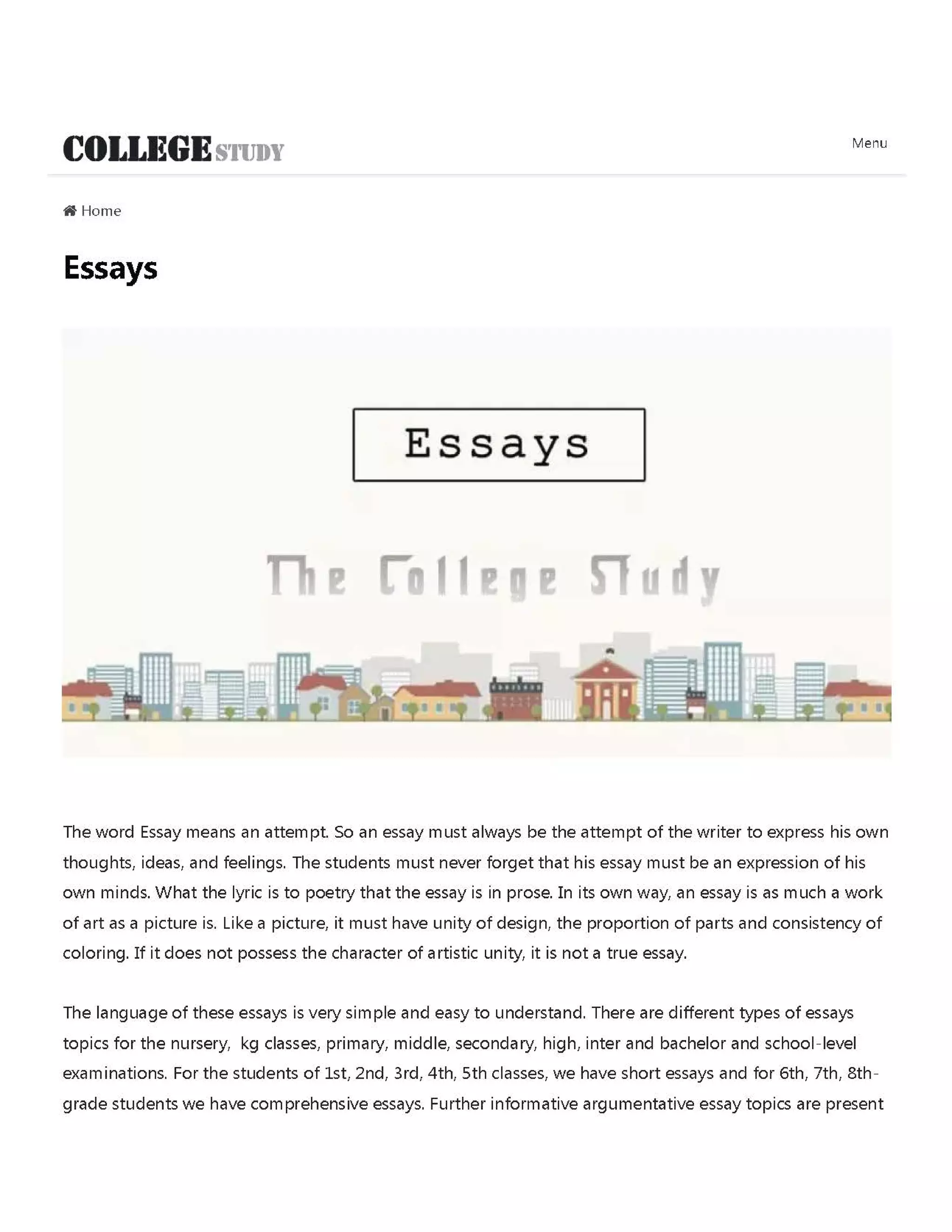 English short and long essays for school & college students | PDF