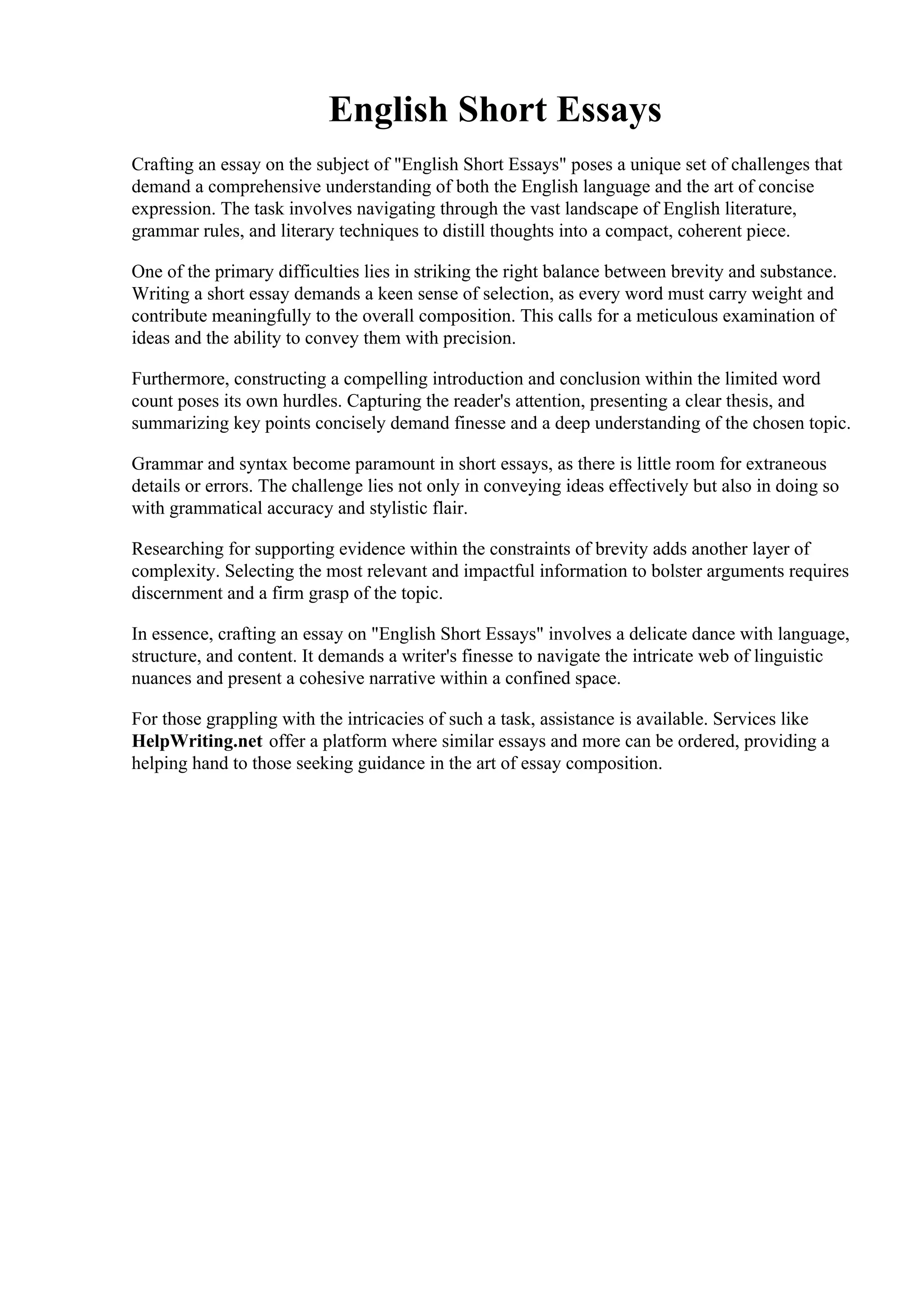 English Short Essays | PDF