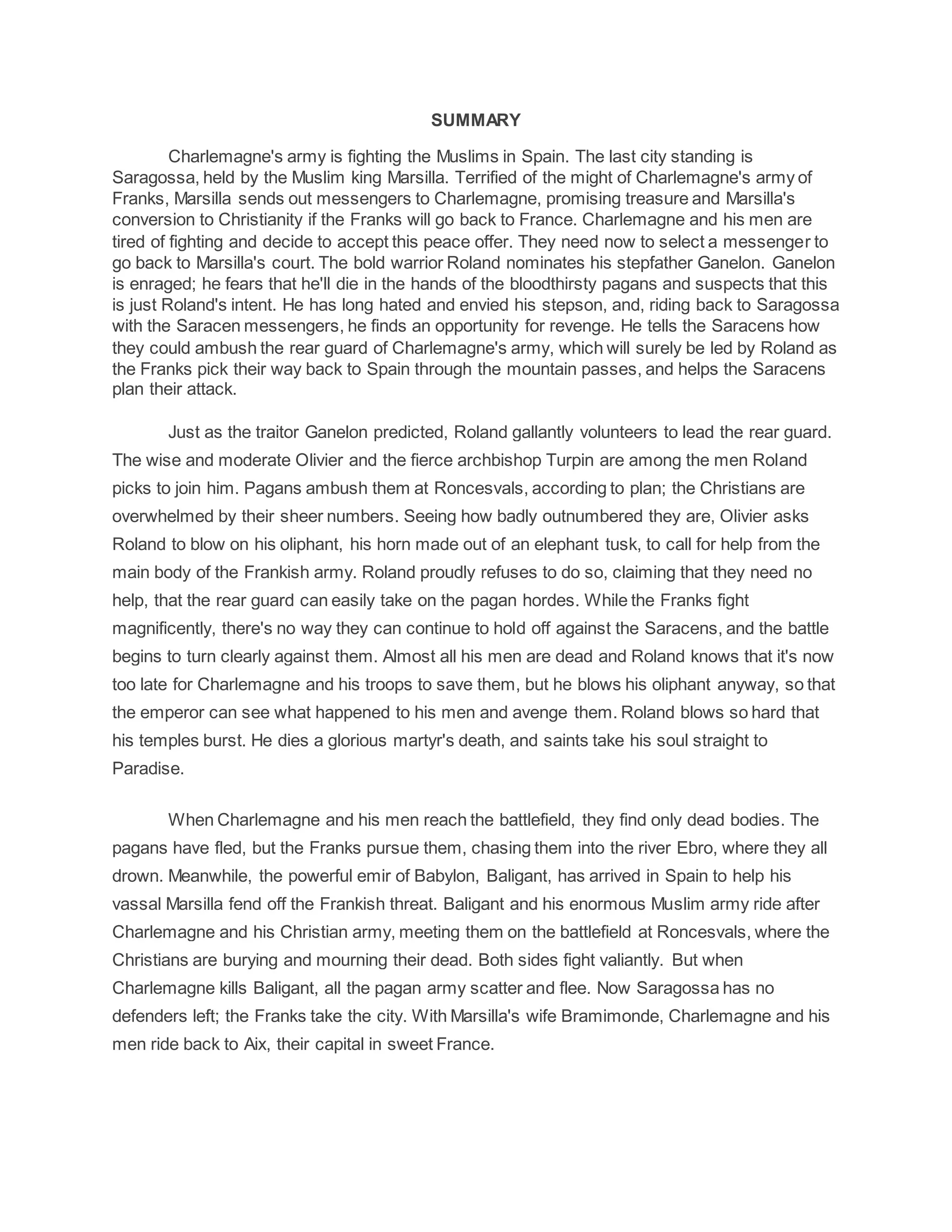 English song of roland | DOCX