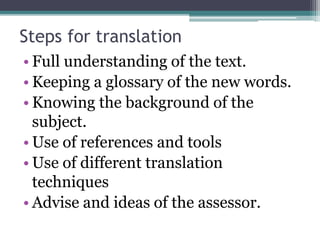 English – spanish translation of the text | PPTX | Education