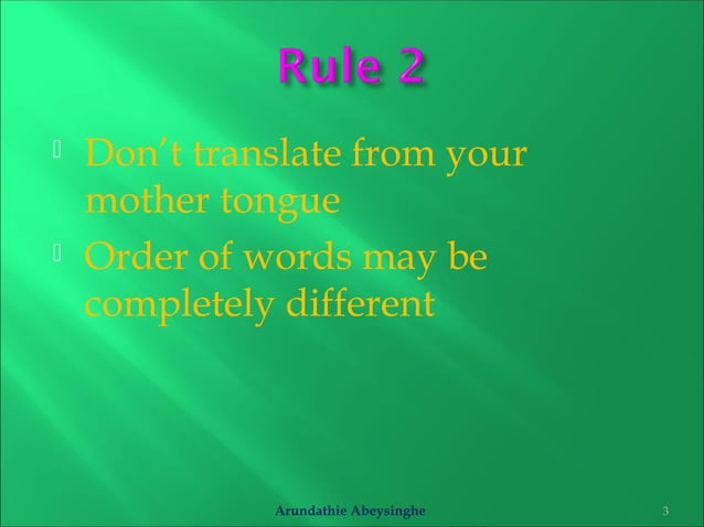 English speaking rules | PPT