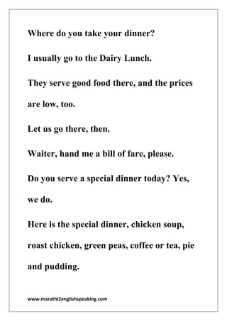 Dialouges you use while speaking in english at- the Restaurant by ...