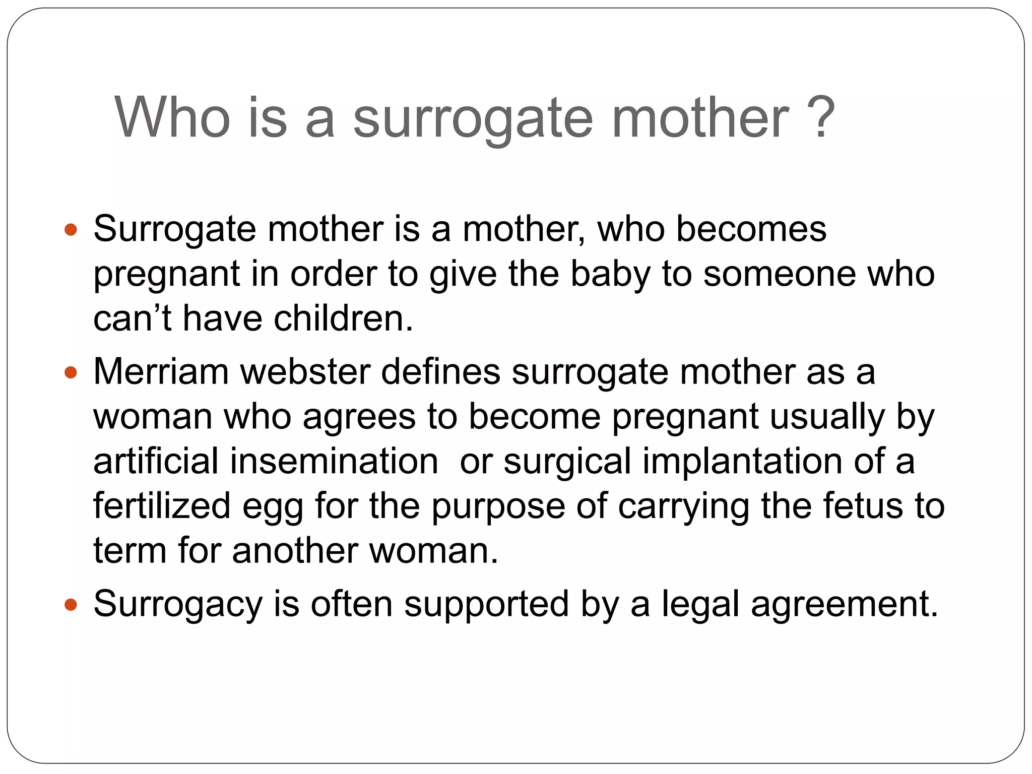 Surrogacy (Types, Merits, Demerits and the bill) | PPT
