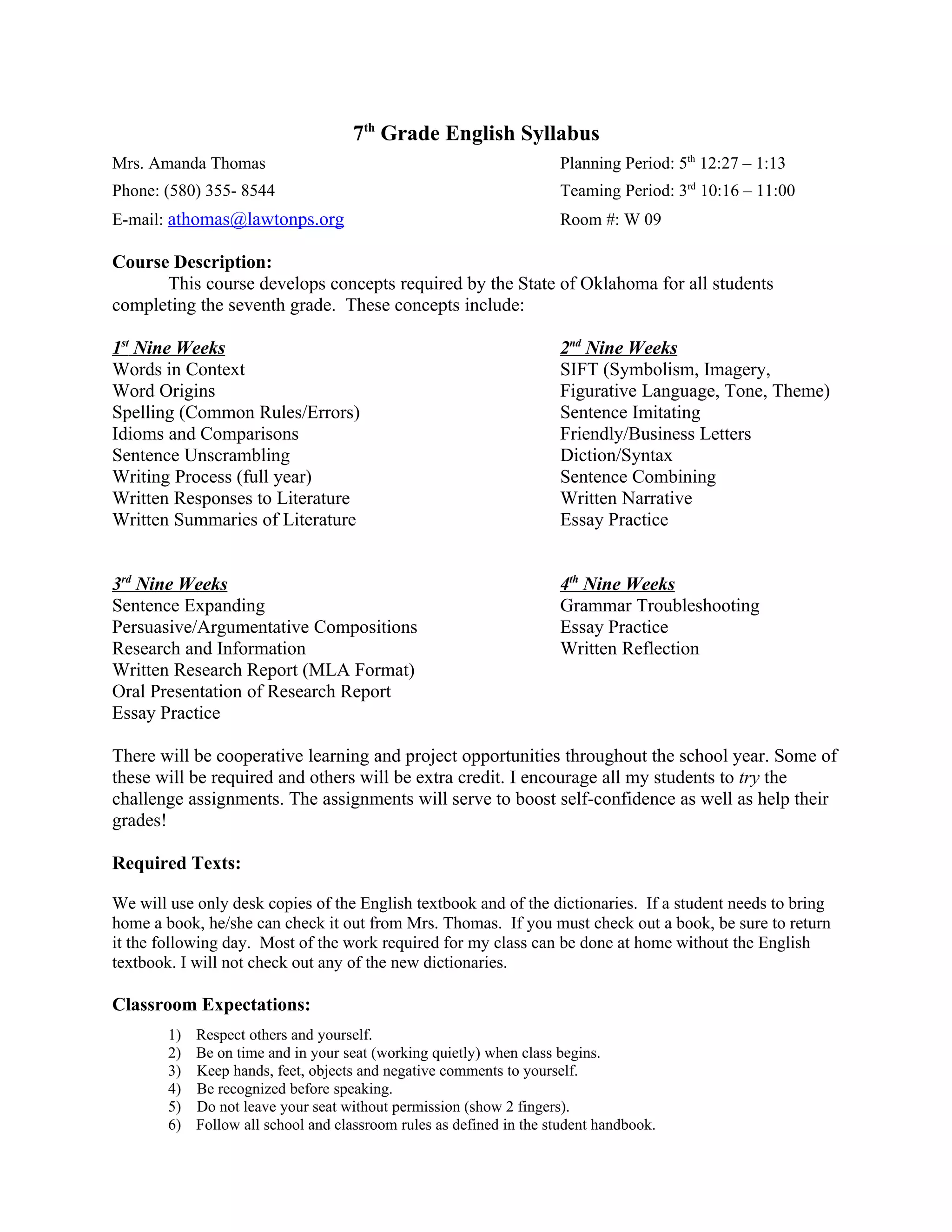 English Syllabus | DOC
