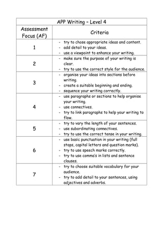 English target criteria_(writing) | DOC