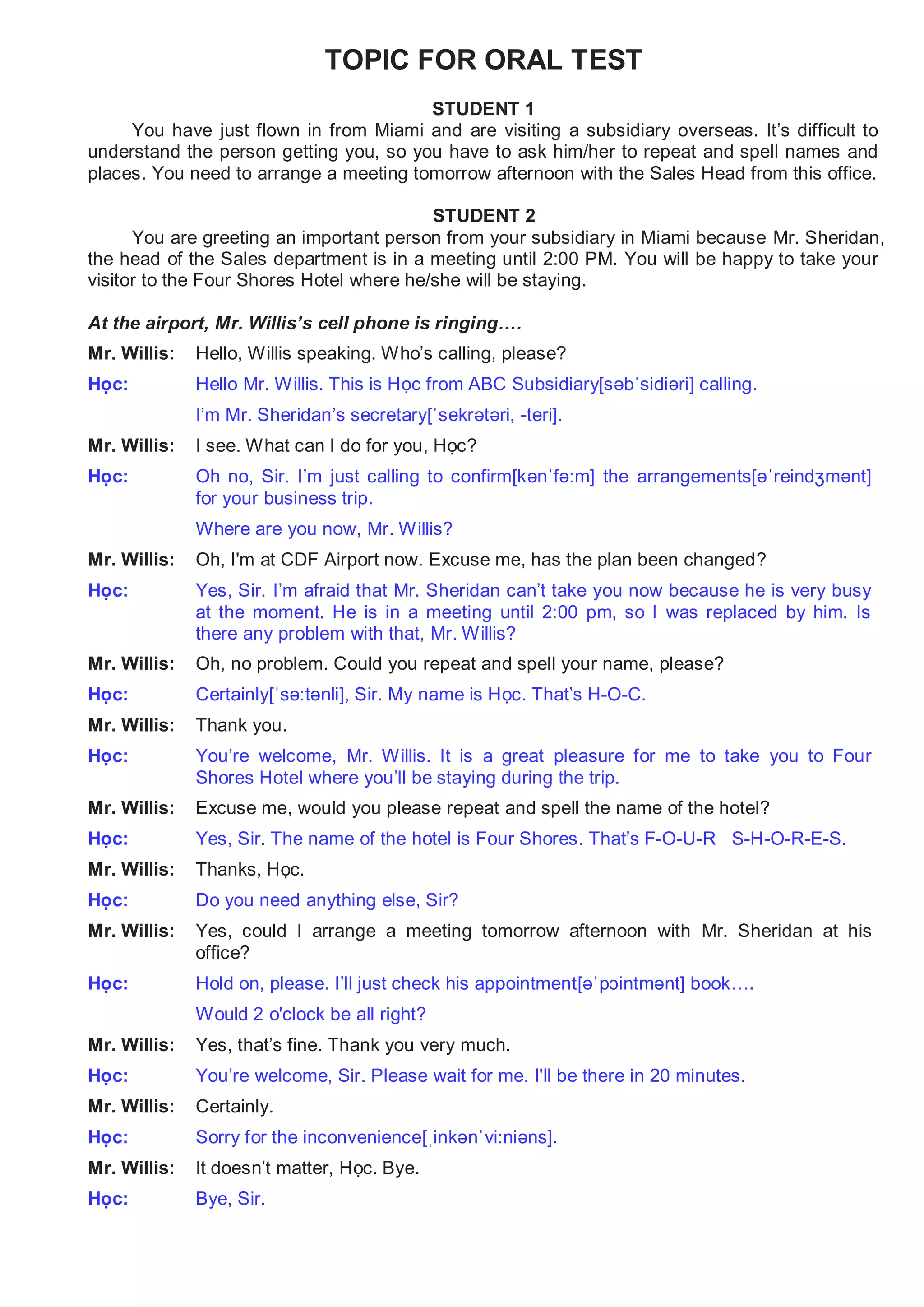 English telephone conversation | PDF