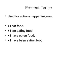 English Tenses Explained with Examples – 5 Slide PPT for Students | PPTX