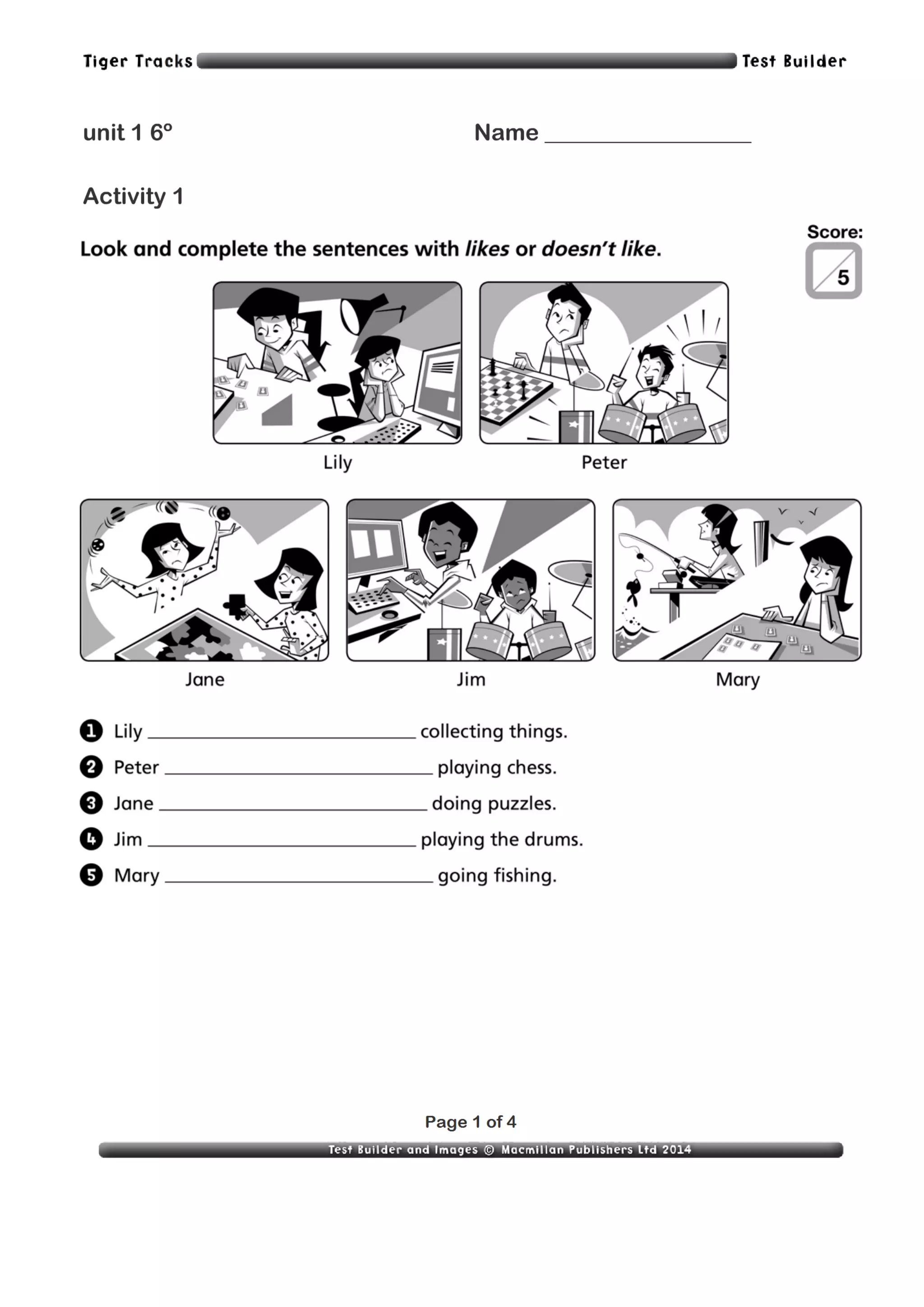 English test 6º unit 1 | PDF