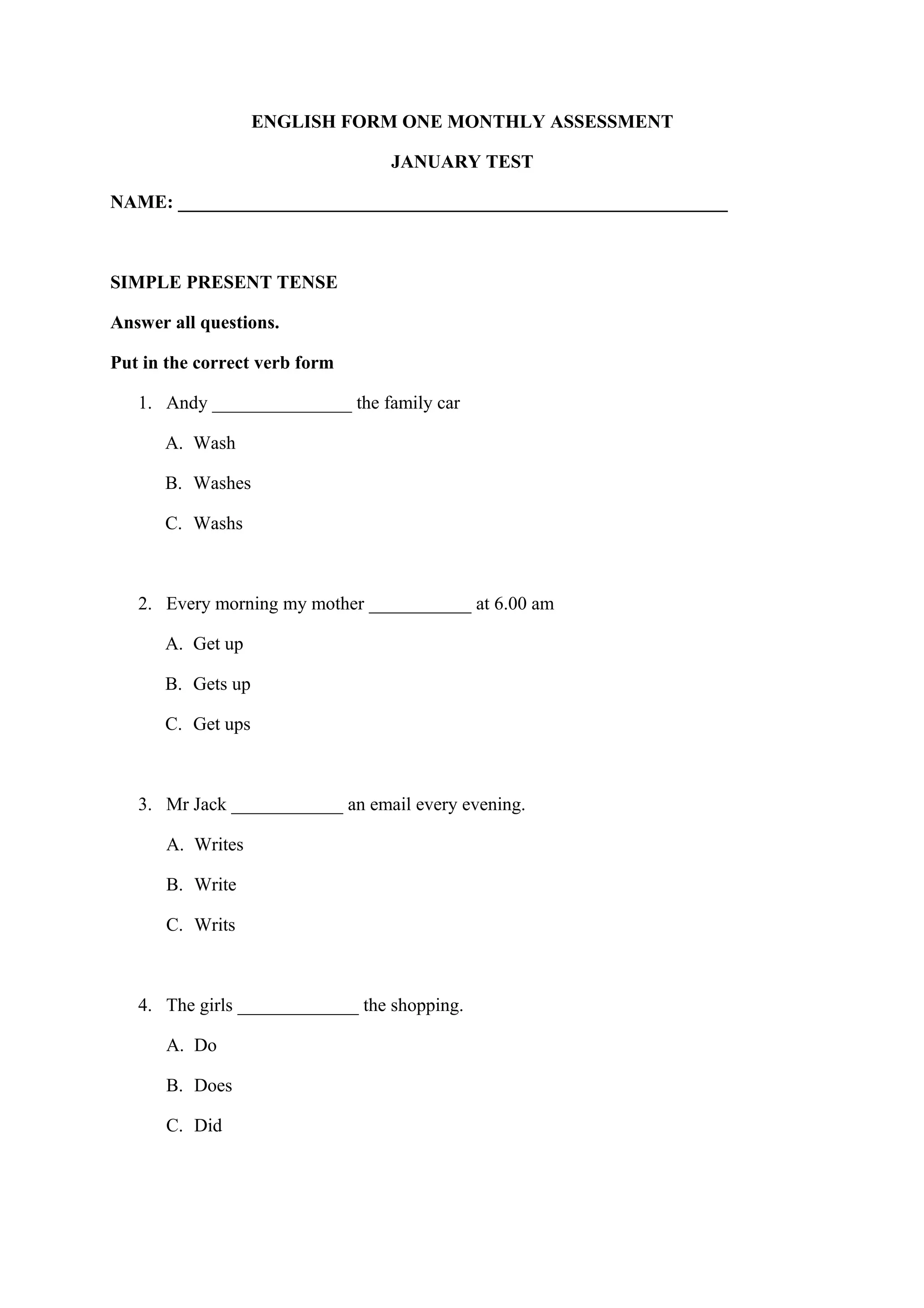 E nglish test form 1 | DOC