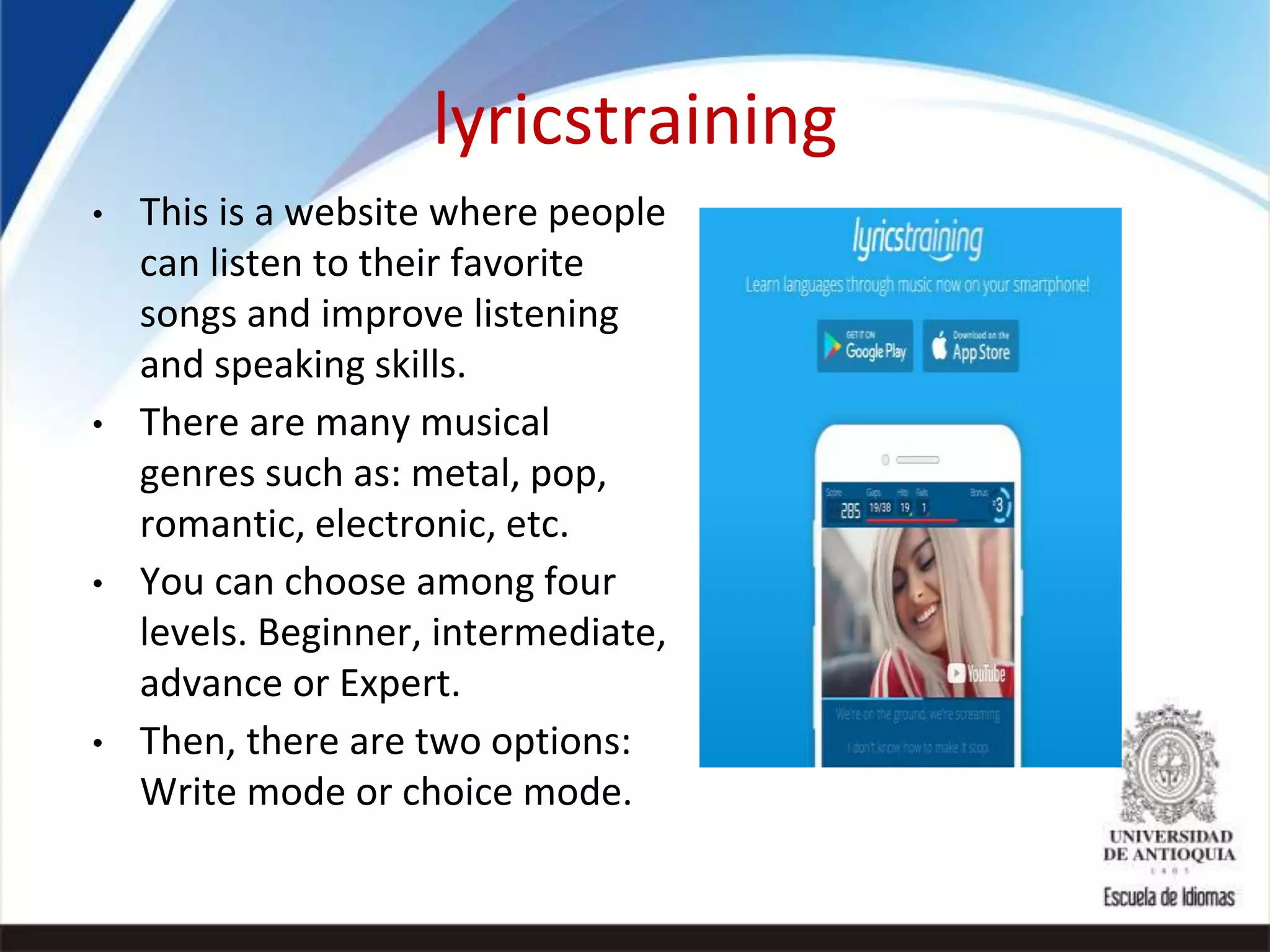 English through music | PPTX