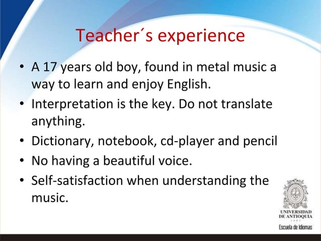English through music | PPTX | Musicals | Genres