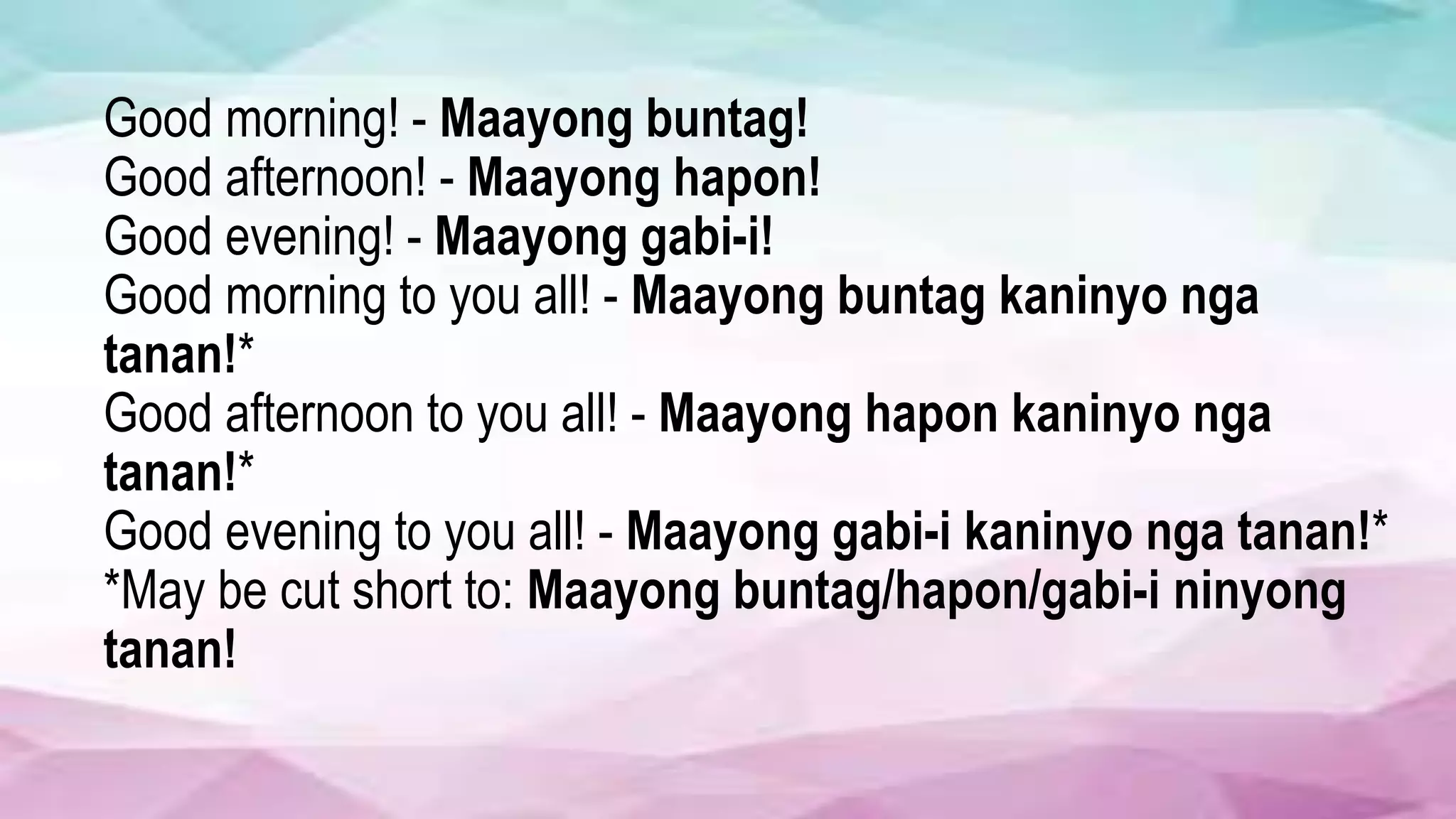 English to bisaya translation | PPTX