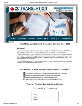 English to french translation services company in canada | PDF