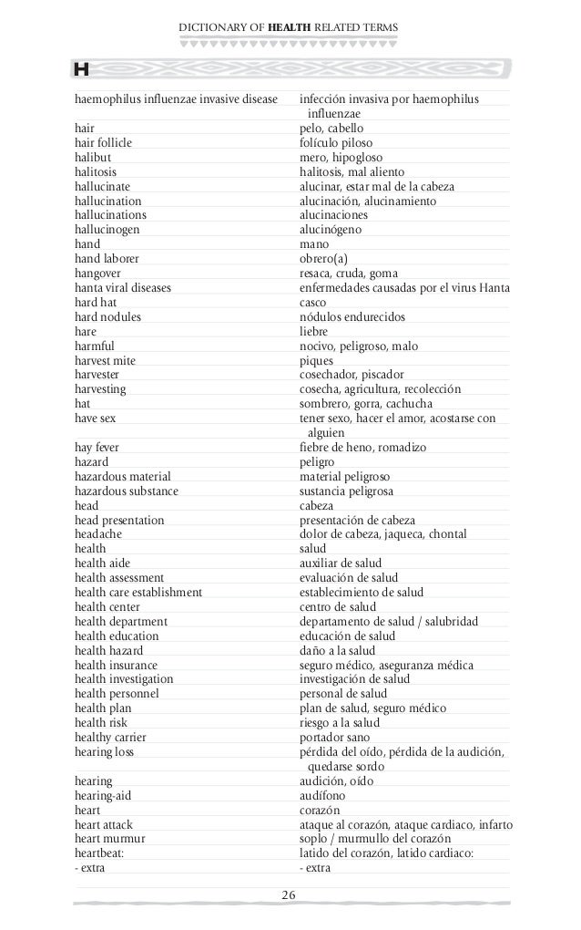 English to spanish medical dictionary