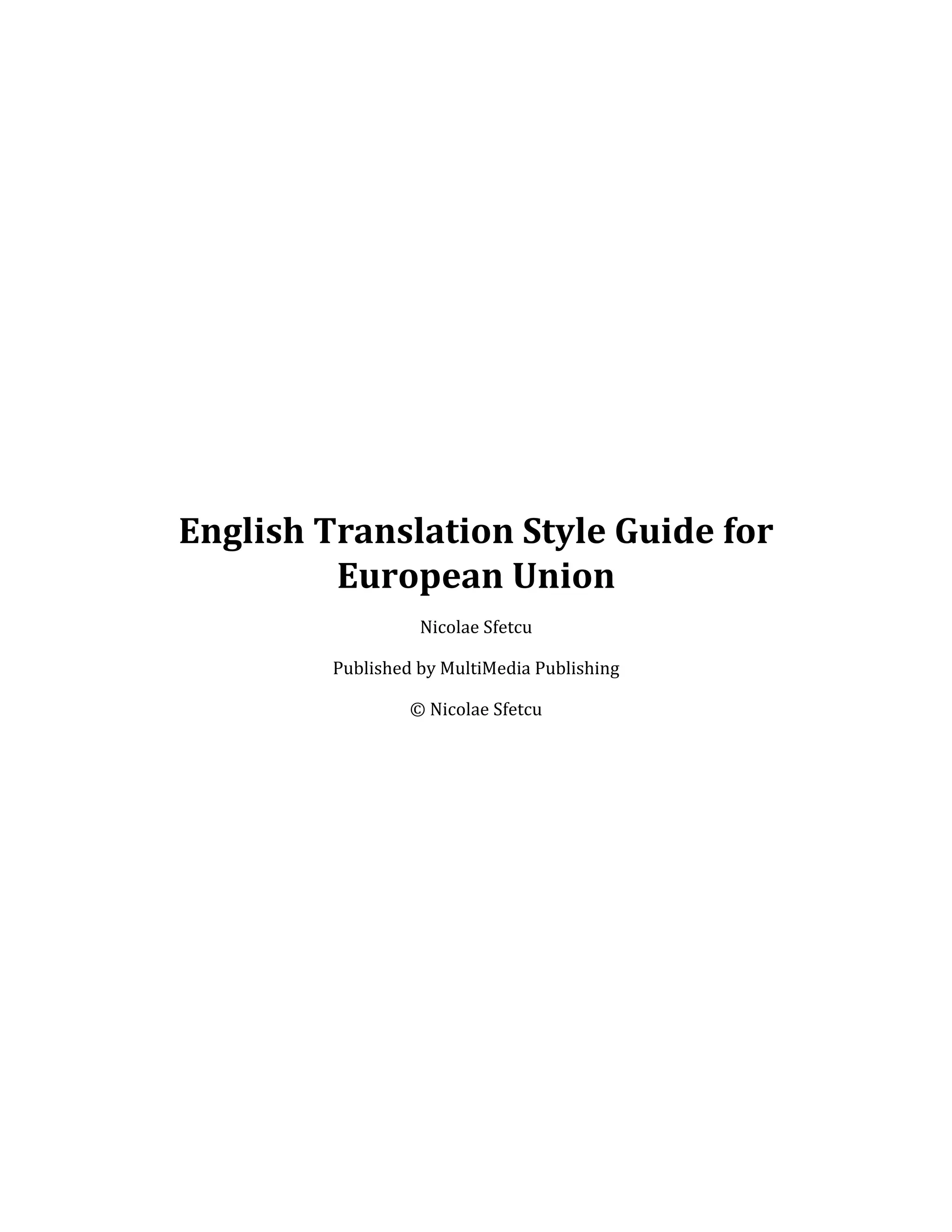English Translation Style Guide for European Union | PDF
