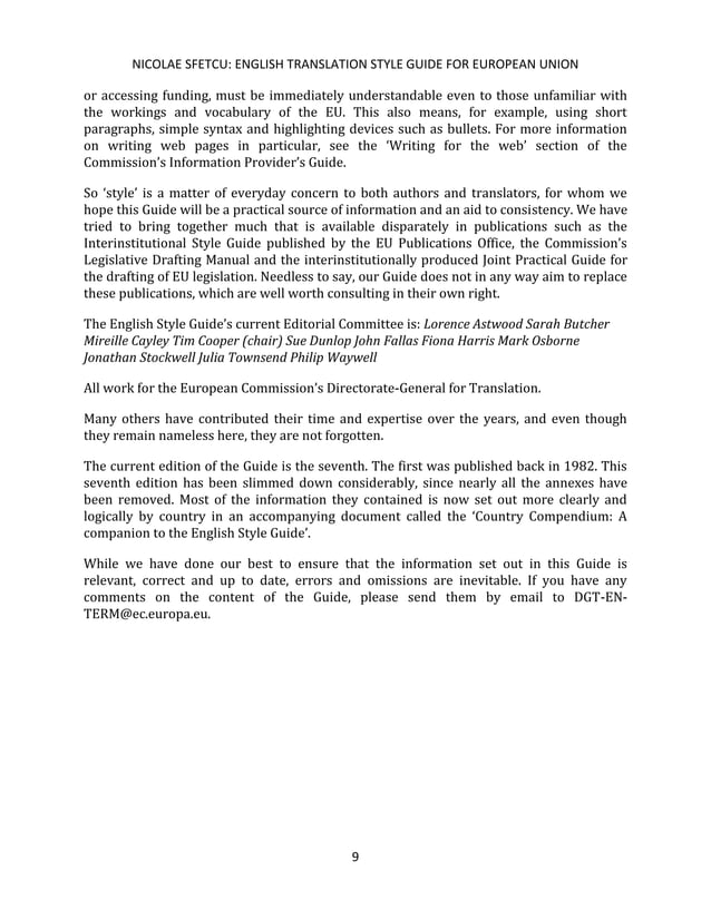 English Translation Style Guide for European Union | PDF