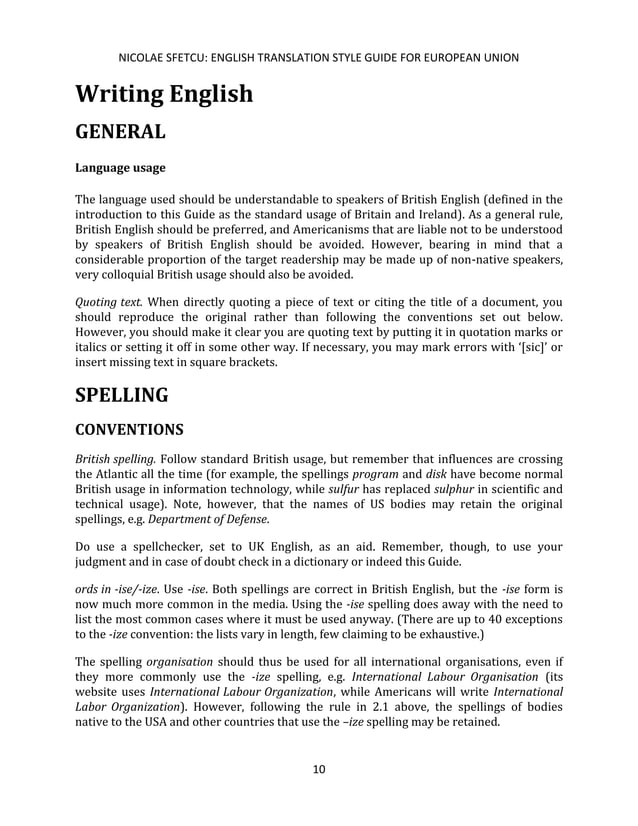 English Translation Style Guide for European Union | PDF