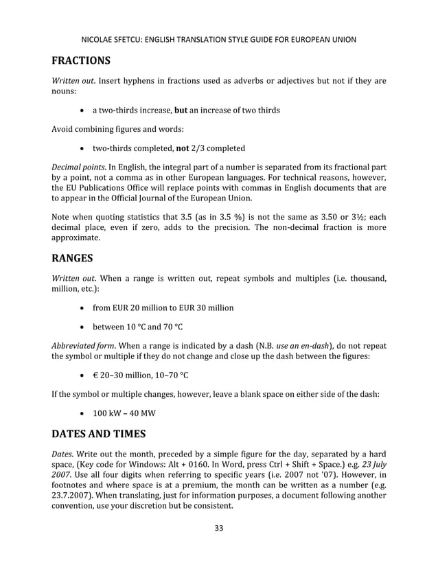 English Translation Style Guide for European Union | PDF