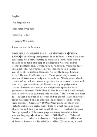 English Undergraduate Research Proposal English (U.S. | PDF