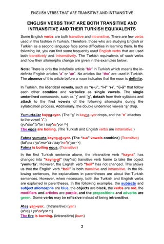 English verbs that are both transitive and intransitive and their ...