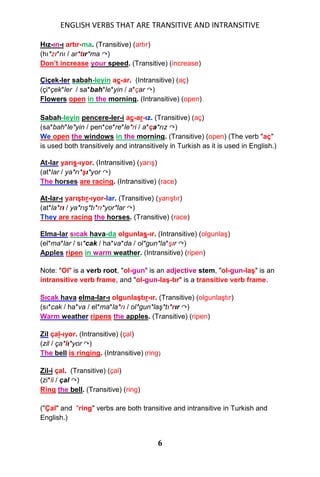 English verbs that are both transitive and intransitive and their ...