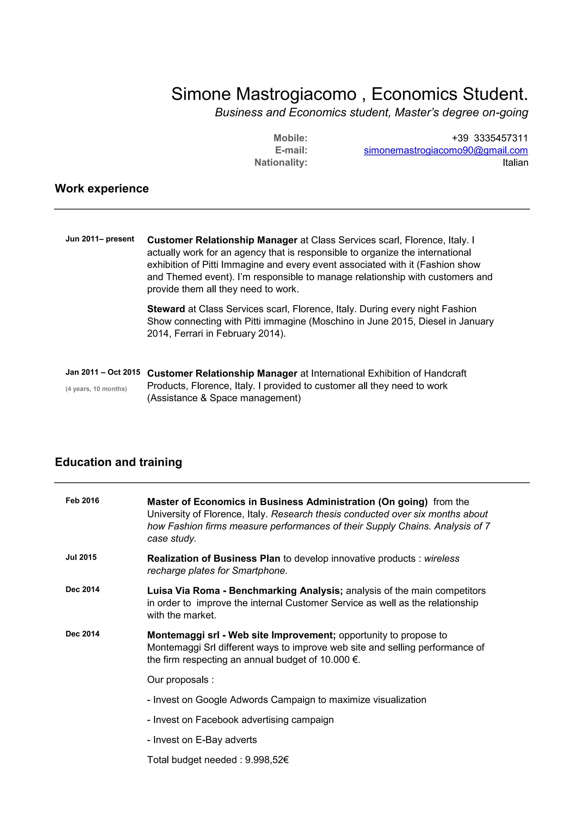 English version curriculum vitae | PDF