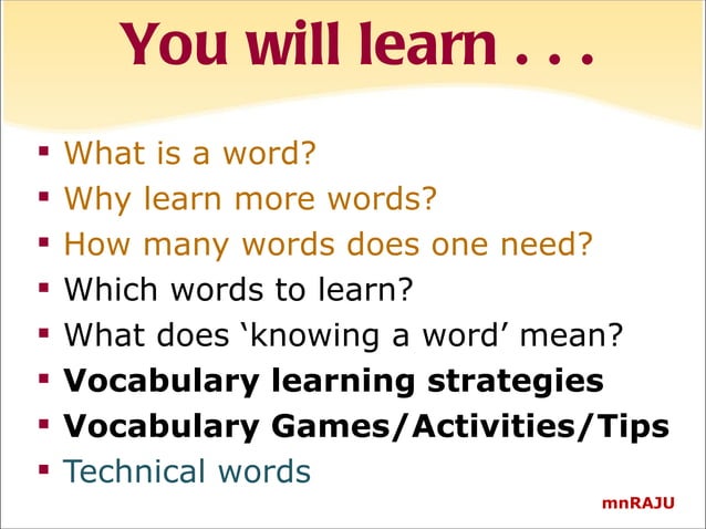 English Vocabulary | PPT